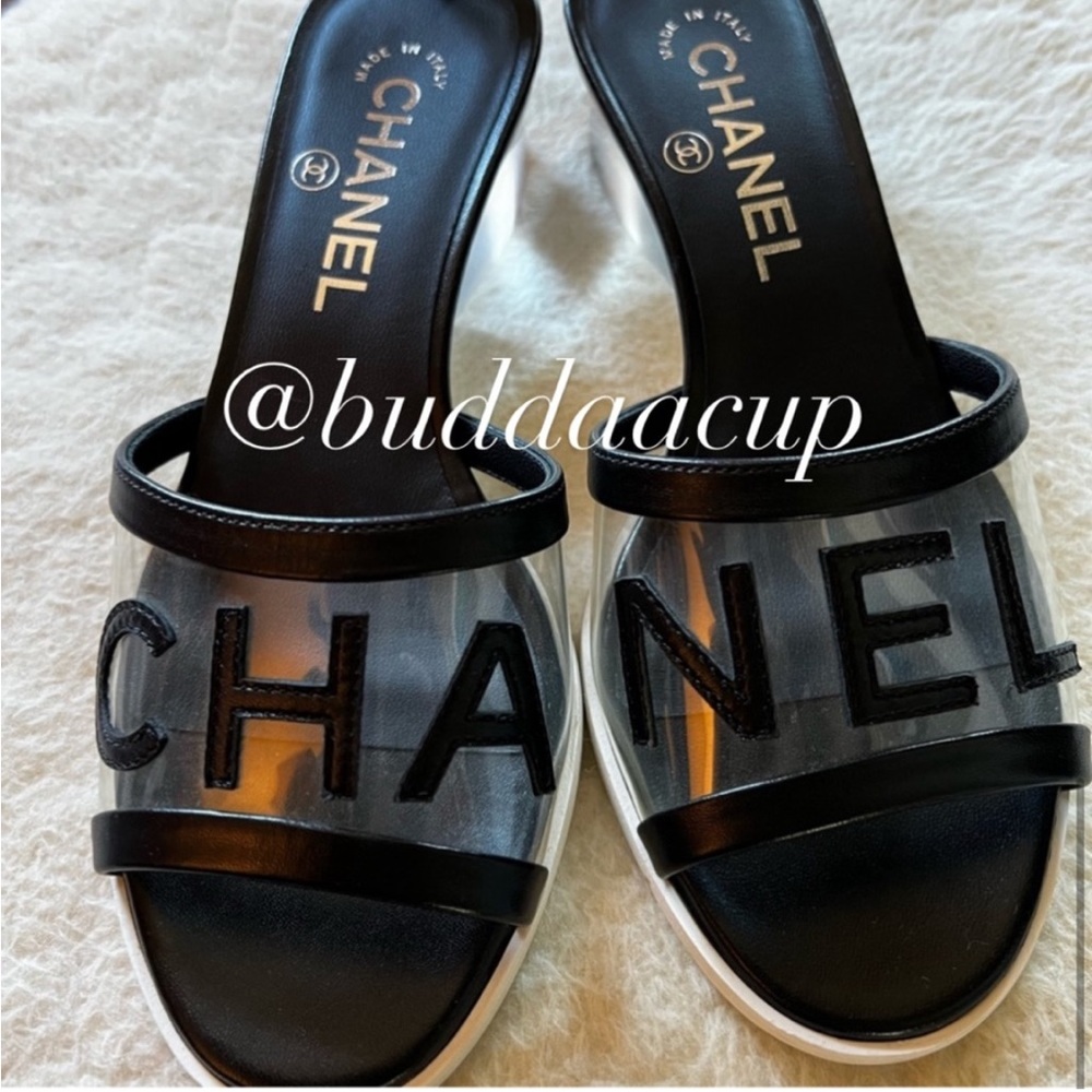 Chanel Cha Nel 2019’ Pvc Logo Mule Slide Slipper Sand… - Gem